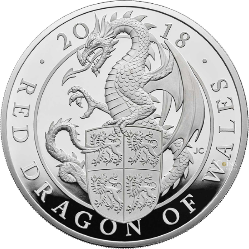 2018 Great Britain £2 Queen's Beasts: The Red Dragon of Wales - 1 oz ...