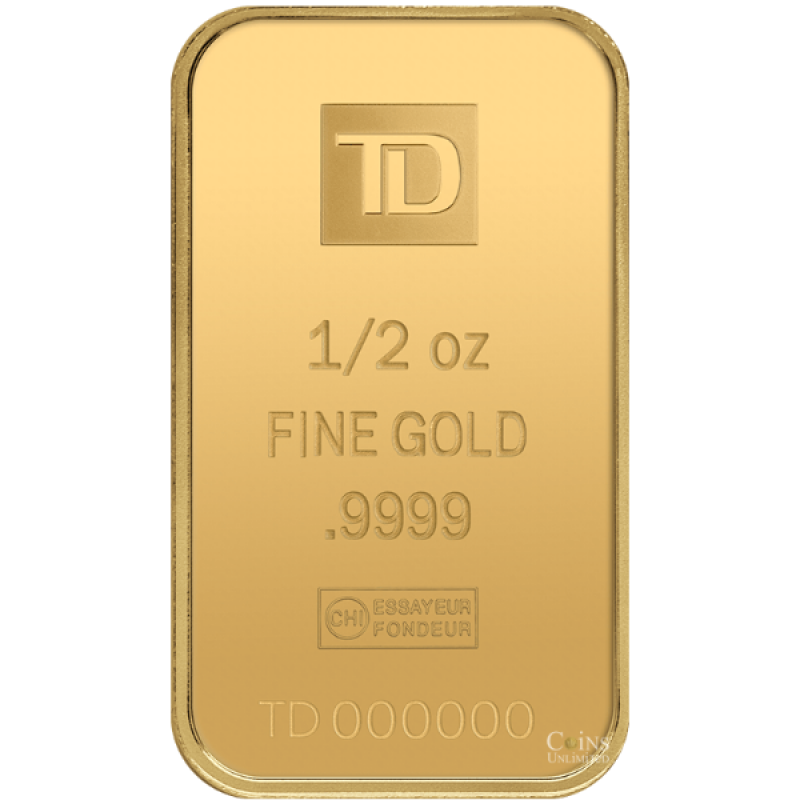TD Bank 1/2 oz 99.99% Pure Gold Bullion Bar/Wafer *E-TRANSFER & CANADA ...