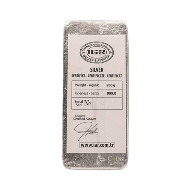 IGR (Istanbul Gold Refinery) 500g With Assay Card 99.9% Pure Silver ...