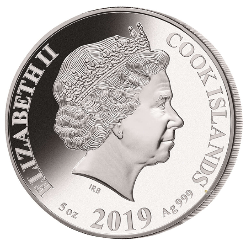 2019 Cook Islands $25 Lunar Year of the Pig - Mother of Pearl 5 oz Pure ...