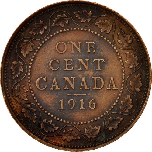 1916 Canadian 1-Cent Large Penny Coin (VF)
