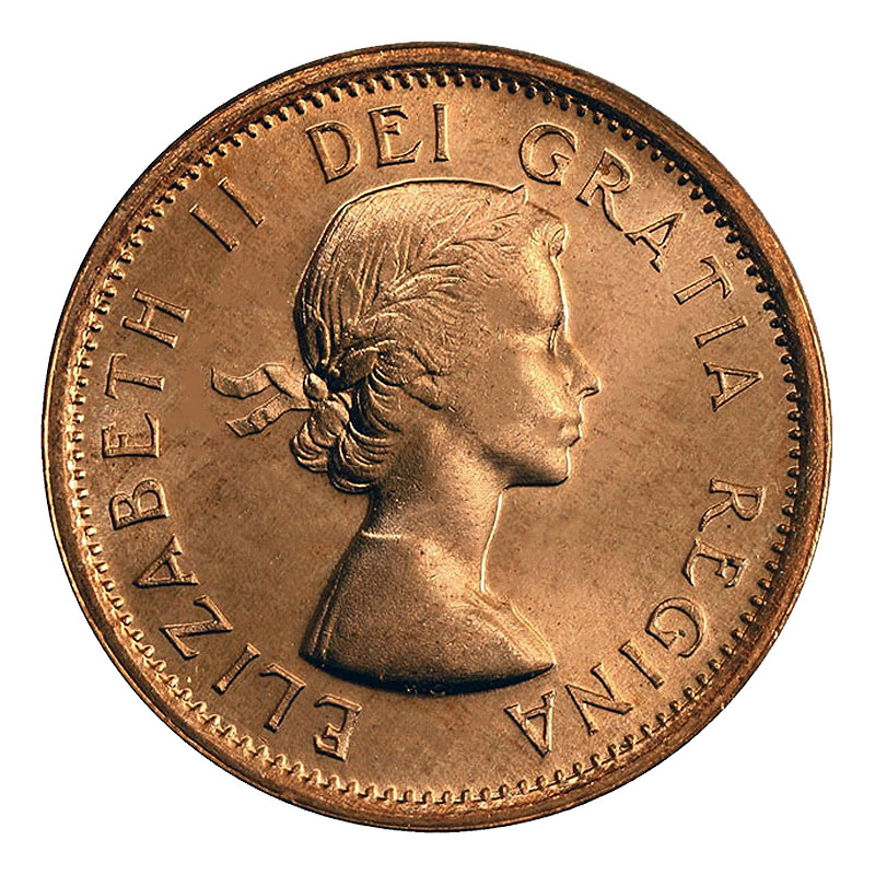1960 Canadian 1 Cent Maple Leaf Twig Penny Coin Brilliant Uncirculated 