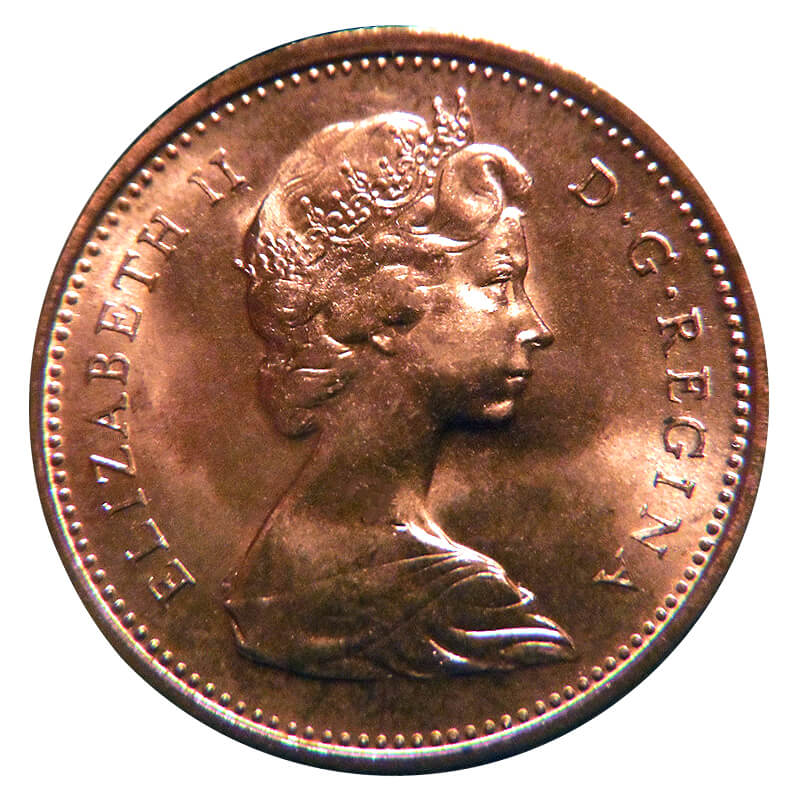 1966 Canadian 1 Cent Maple Leaf Twig Penny Coin Brilliant Uncirculated 