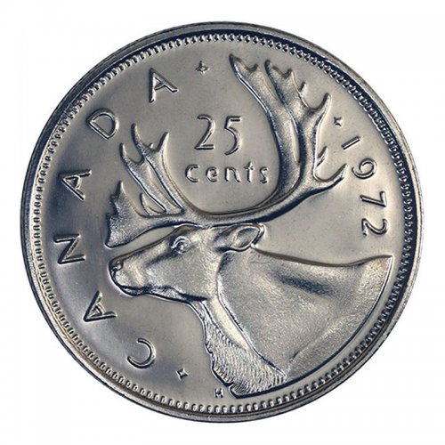 1972 Canadian 25-Cent Caribou Quarter Coin (Brilliant Uncirculated)