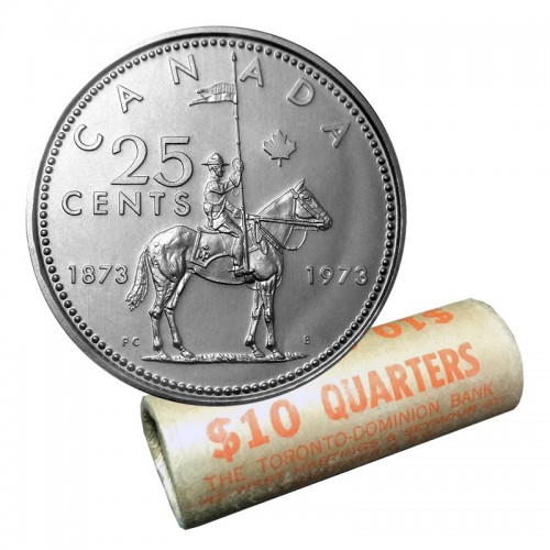 1973 (1873-) Canadian 25-Cent RCMP Mounted Police Centennial Quarter ...