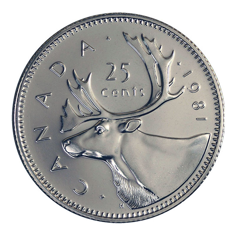 1981 Canadian 25 Cent Caribou Quarter Coin Brilliant Uncirculated 1981 Canadian 25 Cent Caribou Quarter Coin Brilliant Uncirculated