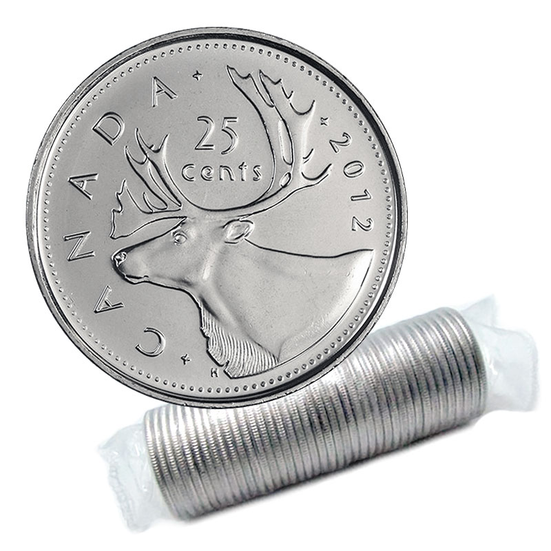 2012 Canadian 25-Cent Caribou Quarter Original Coin Roll