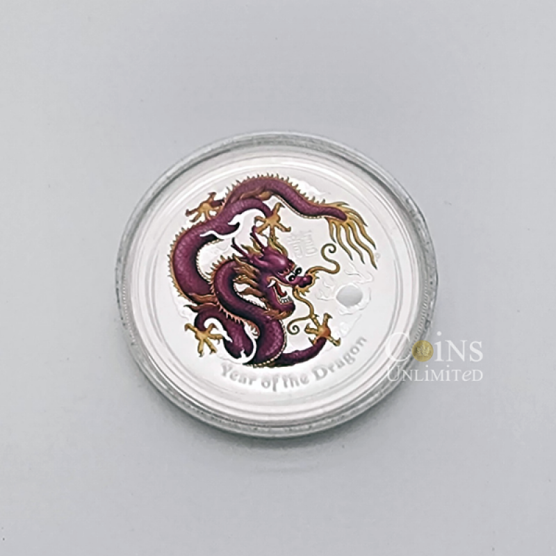 2012 Australia Fine Silver $1 1oz Coin - Purple Dragon Lunar Series II ...