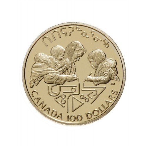 1990 Canada 14-karat Gold $100 Coin - International Literacy Year