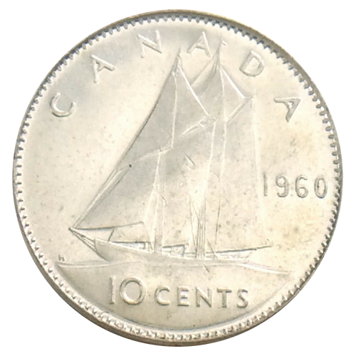 1960 Canadian 10-Cent Bluenose Schooner Dime Silver Coin (Brilliant ...