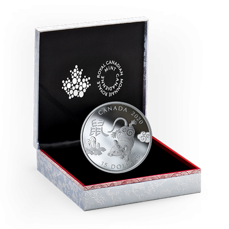 2020 Canadian $15 Year of the Rat - 1 oz Fine Silver Coin