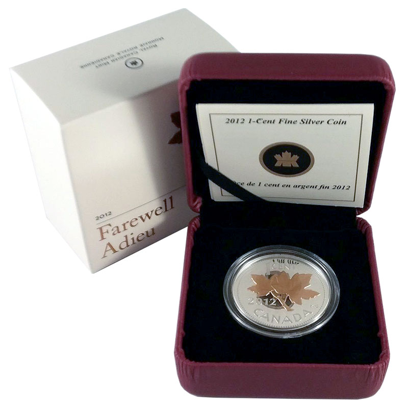 2012 Canadian 1-Cent Farewell to the Penny 1/2 oz Fine Silver & Pink ...