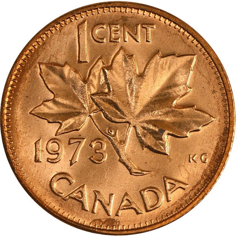 1973 Canadian 1 Cent Maple Leaf Twig Penny Coin Brilliant Uncirculated 1973 Canadian 1 Cent Maple Leaf Twig Penny Coin Brilliant Uncirculated