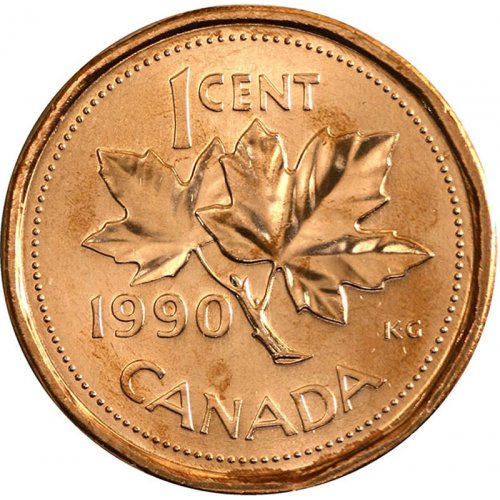 1990 Canadian 1 Cent Maple Leaf Twig Penny Coin Brilliant Uncirculated 1990 Canadian 1 Cent Maple Leaf Twig Penny Coin Brilliant Uncirculated