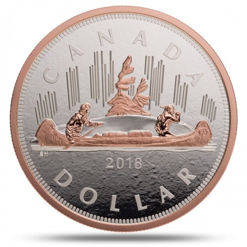 2018 Canadian $1 Big Coin Series: Voyageur 5-ounce Fine Silver & Rose ...