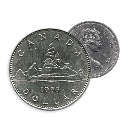 1983 Canadian $1 Voyageur Dollar Coin (Circulated)