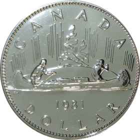 1981 Canadian $1 Voyageur Dollar Coin (Circulated)