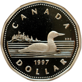1997 Canadian $1 Common Loon Dollar Proof-like (PL) Coin