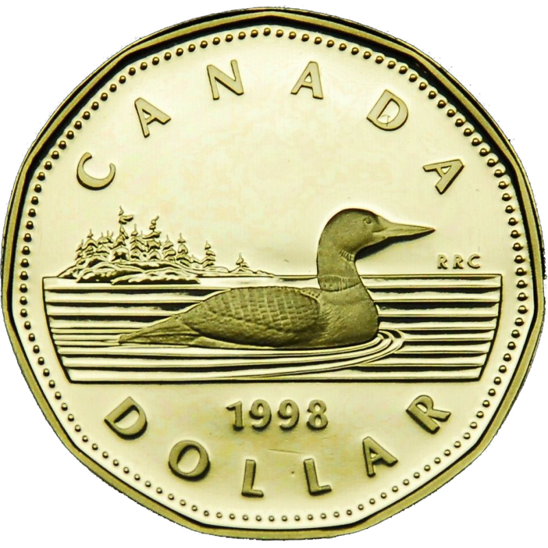 1998 Canadian $1 Common Loon Dollar Proof Coin