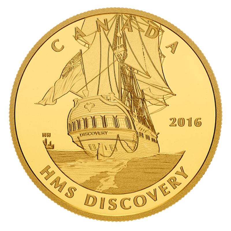 2016 Canadian $200 Tall Ships Legacy: HMS Discovery - 1 oz Pure Gold Coin