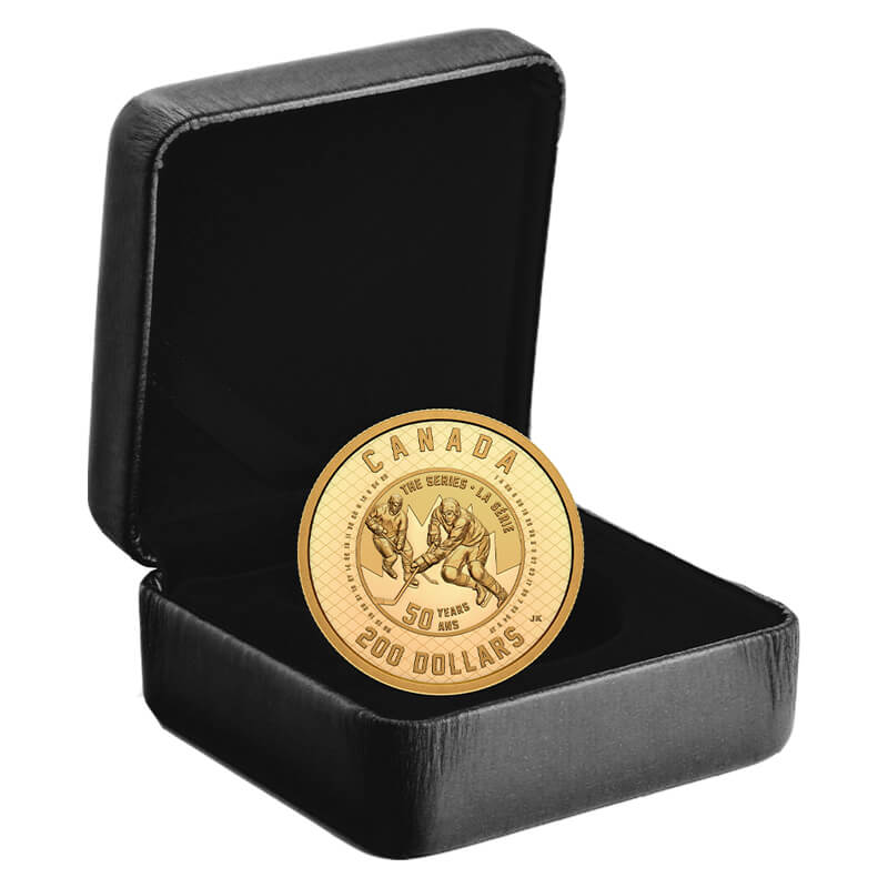 2022 Canadian $200 Summit Hockey Series 50th Anniv 1 oz Pure Gold Coin