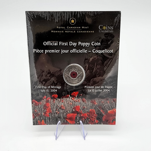 2004-P Canada 25-Cent Official First Day Remembrance Poppy Coloured ...