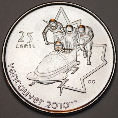 2008 Canadian 25-Cent Vancouver 2010 Olympics: Bobsleigh Quarter Coin ...