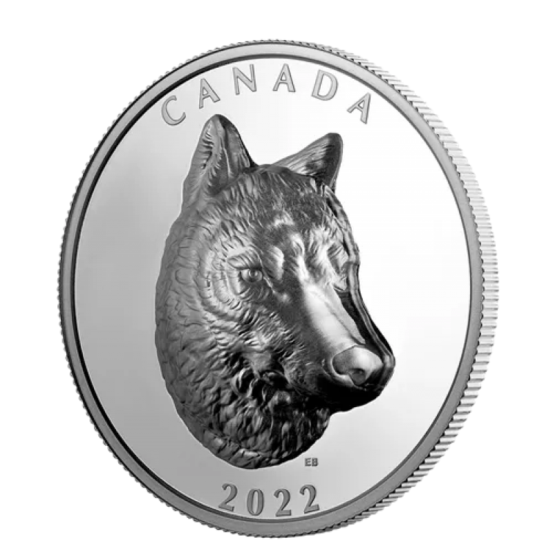 2022 Canadian $25 Timber Wolf - Fine Silver Extraordinarily-High Relief ...