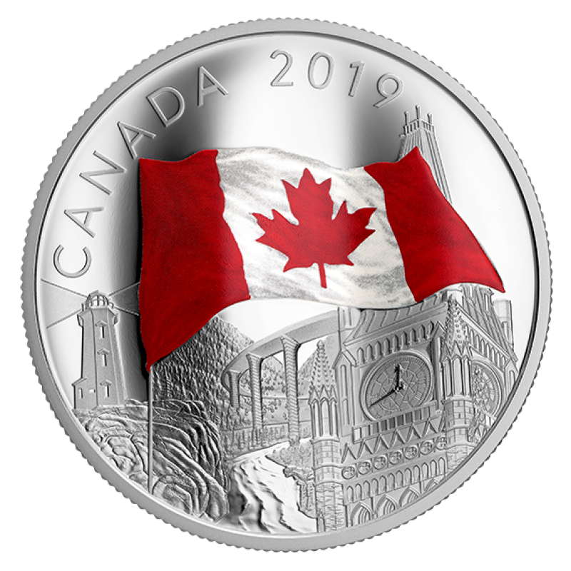 2019 Canadian $30 The Fabric of Canada - 2 oz Fine Silver Coloured Coin