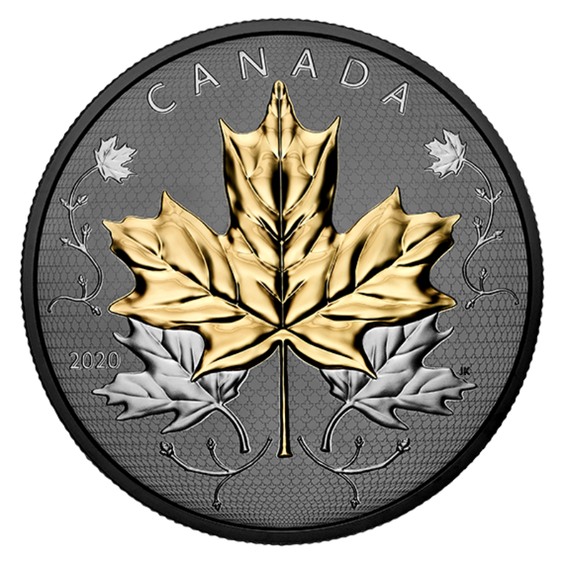 2020 Canadian $50 Maple Leaves in Motion - 5 oz Fine Silver Coin with ...