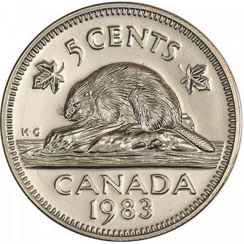 1983 Canadian 5-Cent Beaver Nickel Coin (Brilliant Uncirculated)