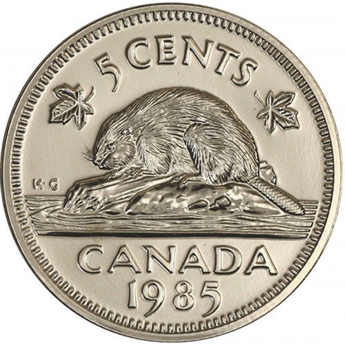 1985 Canadian 5-Cent Beaver Nickel Coin (Brilliant Uncirculated)
