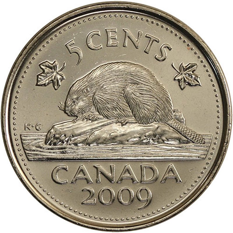 2009 Canadian 5 Cent Beaver Nickel Coin Brilliant Uncirculated 2009 Canadian 5 Cent Beaver Nickel Coin Brilliant Uncirculated