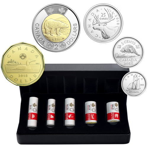 2018 Canadian 5-Coin First Strikes Special Wrap Roll Collection
