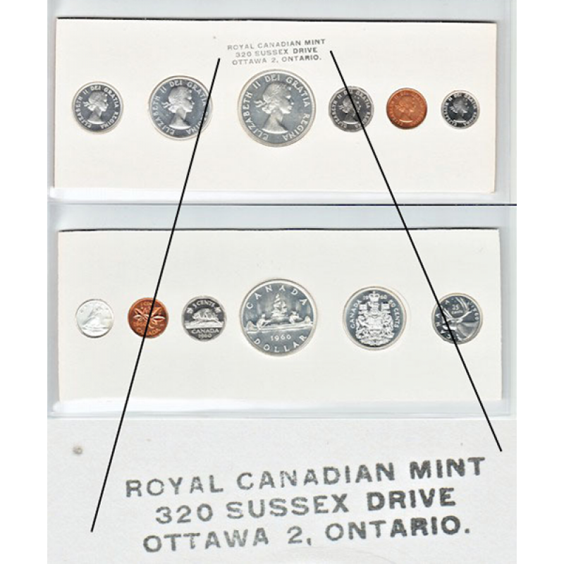 1960 Canadian Proof-Like (PL) Collector Coin Set (Stamp One Variety ...