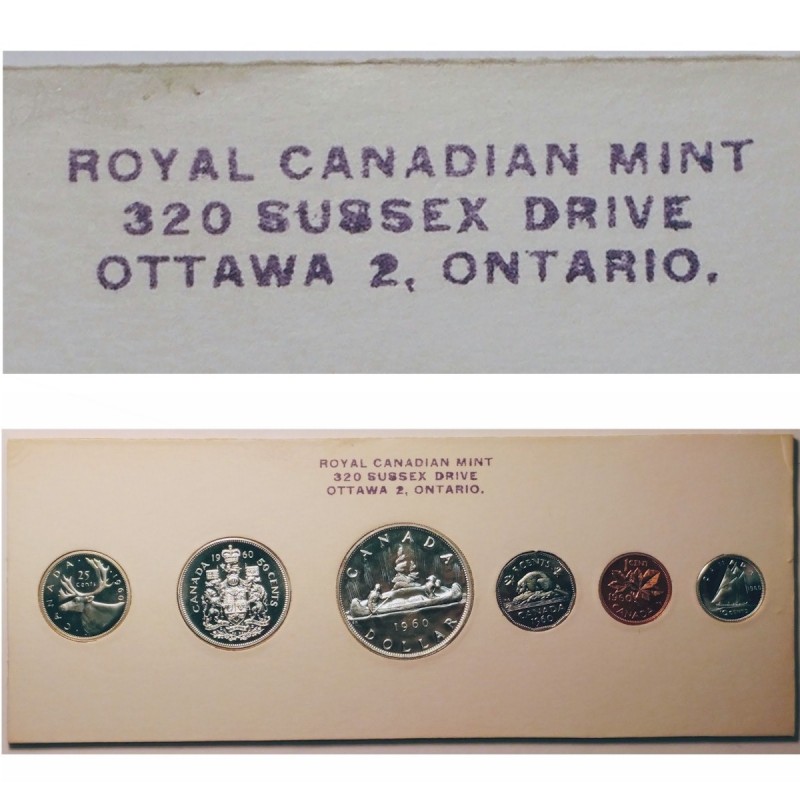 1960 Canadian Proof-Like (PL) Collector Coin Set (Stamp Four Variety)