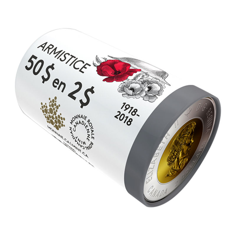 2018 Canadian $2 Armistice 100th Anniv Remembrance Poppy Toonie Special ...