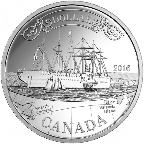 2016 Canadian $1 Transatlantic Cable 150th Anniv Proof Silver Dollar Coin